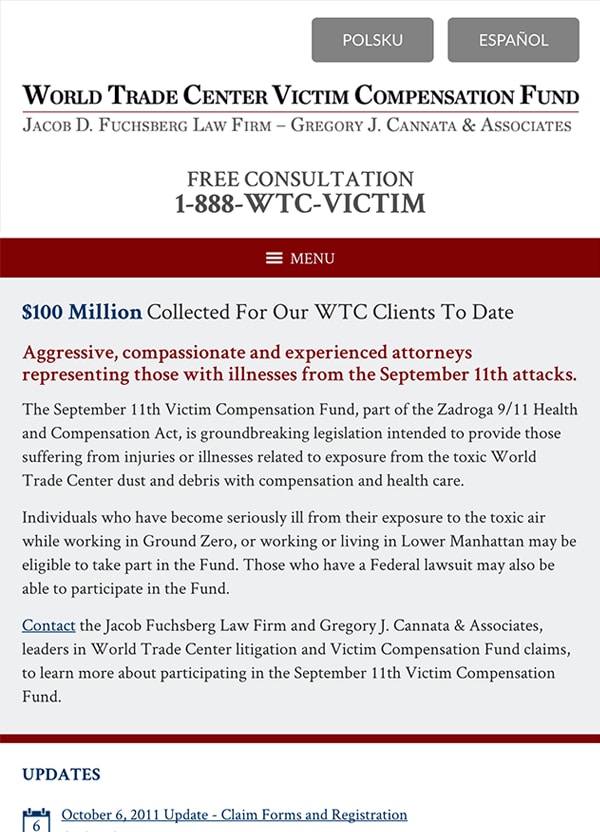 WTC Victim Compensation Fund Website by The Modern Firm
