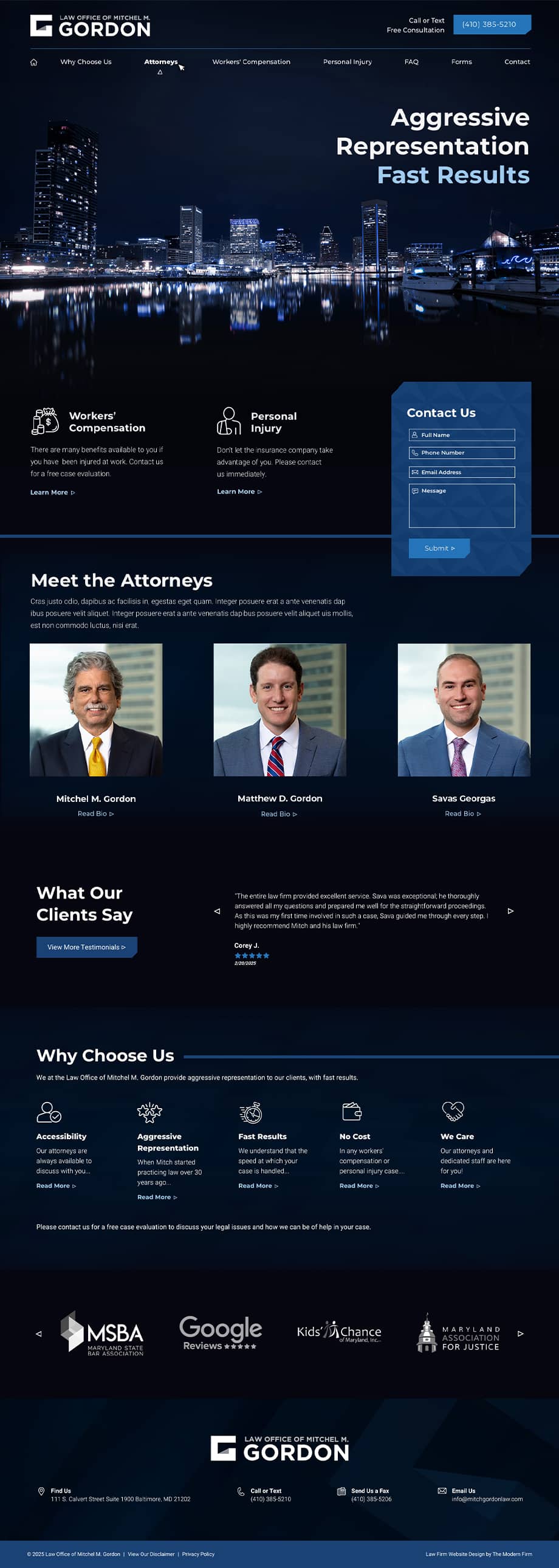 Maryland Workers’ Compensation Attorney Website Design by The Modern Firm